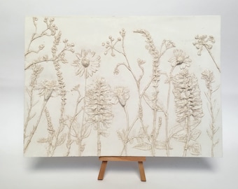 Tile Wild Flowers Mix Cast Concrete. Botanical Decorative | Etsy