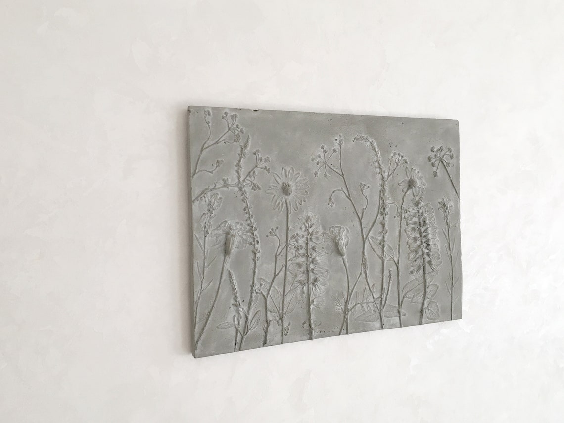 Tile Wild Flowers Mix Cast Concrete. Botanical Decorative | Etsy