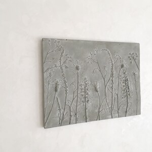 Tile Wild Flowers Mix Cast Concrete. Botanical Decorative Unique ...