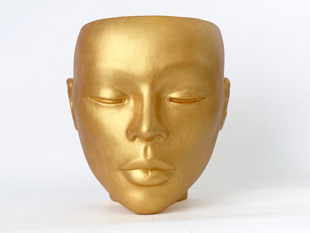 Head Planter "gold Metallic" Female Pot Face Vase Wall Hang Table ...