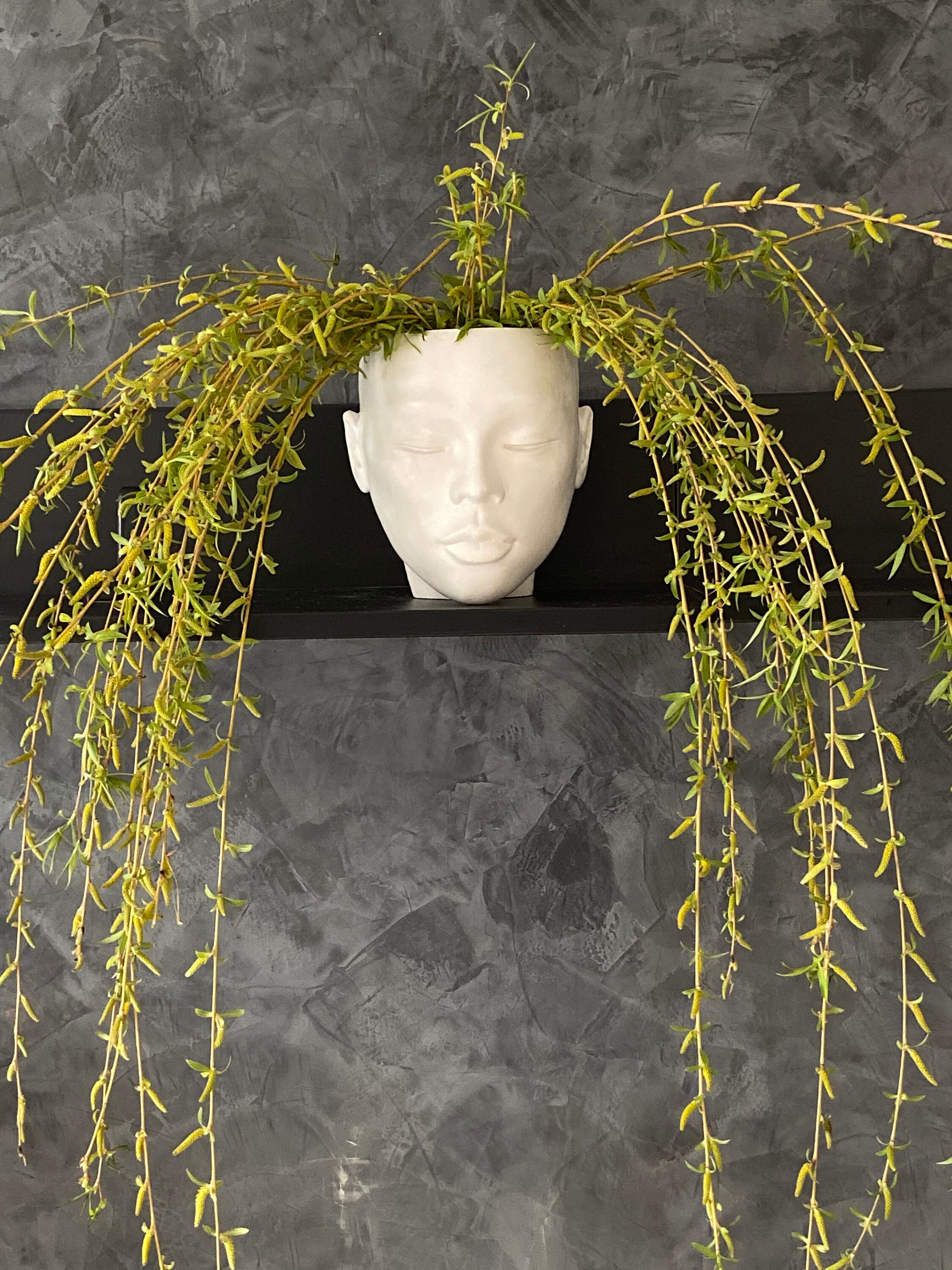 Head Planter Female "nature" Pot Face Vase Wall Hang Table . Decorative ...