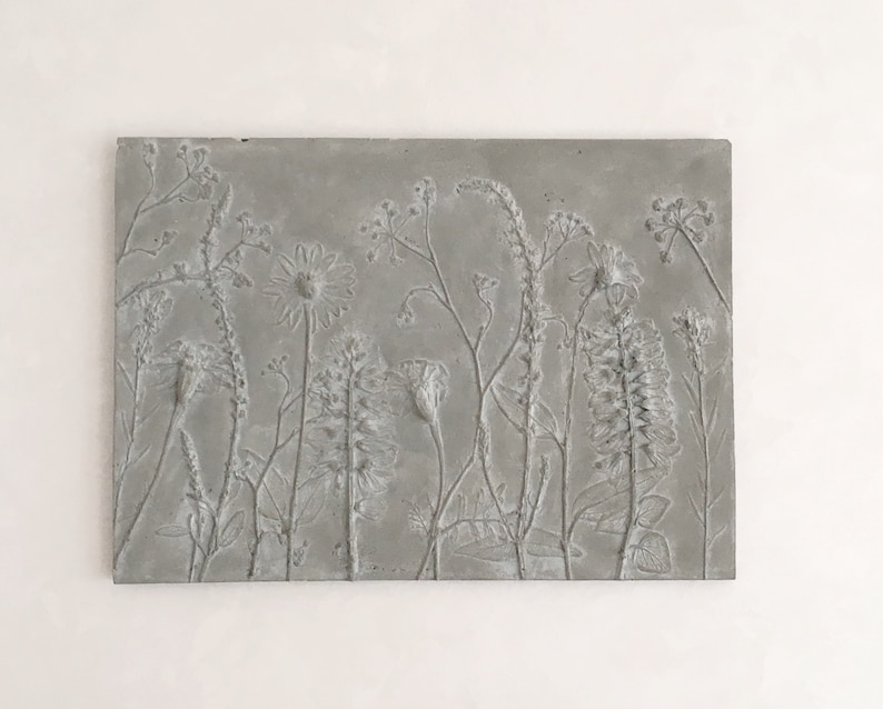 Tile Wild Flowers Mix Cast Concrete. Botanical Decorative | Etsy