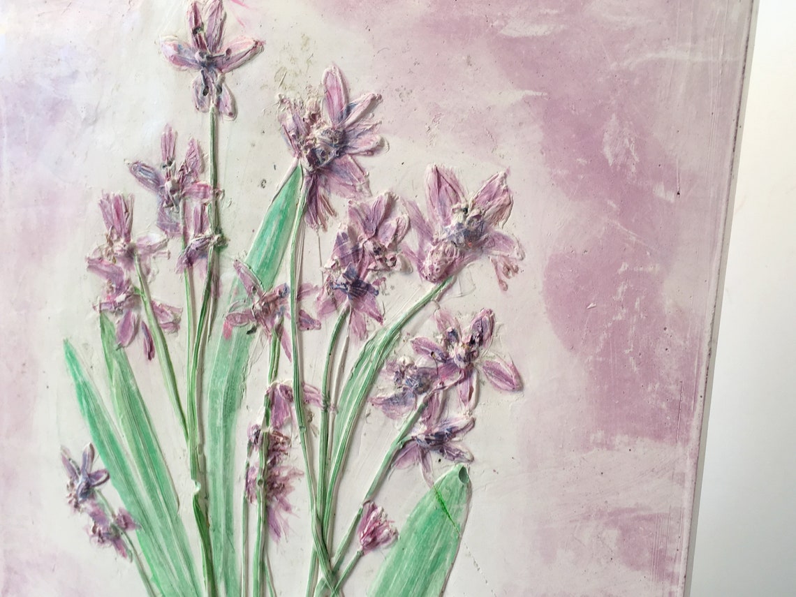 Tile Scilla Cast. Botanical Decorative Unique Plaster Wall Art Framу ...