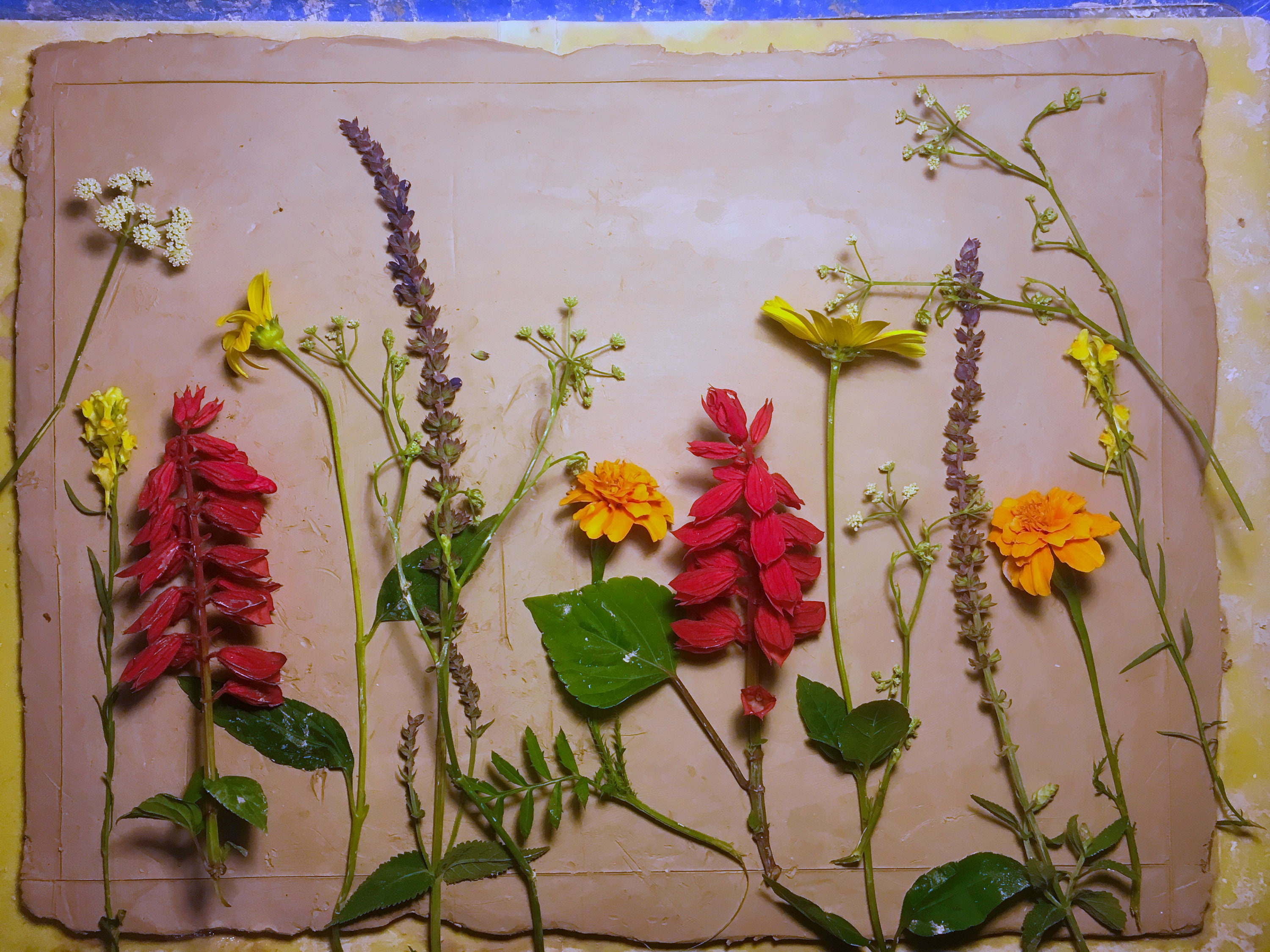 Tile Wild Flowers Mix Cast Concrete. Botanical Decorative - Etsy