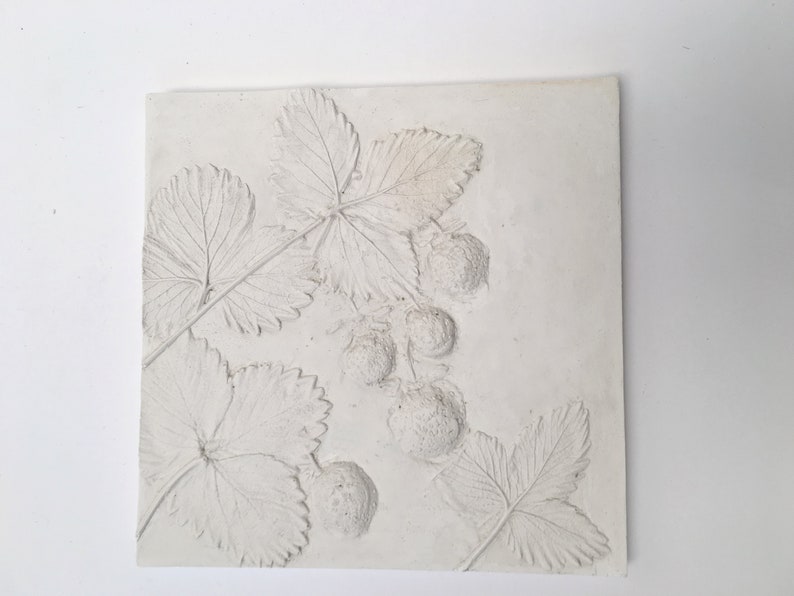 Tile Strawberry Cast. Botanical Decorative Unique Plaster Wall Art ...