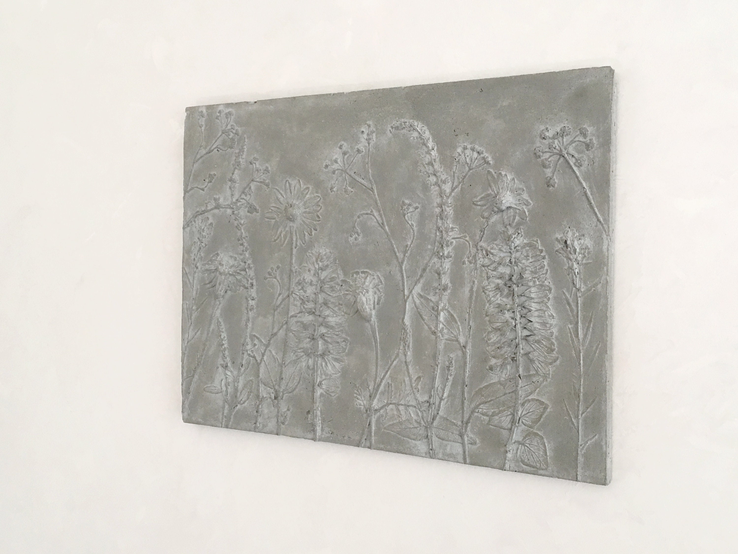 Tile Wild Flowers Mix Cast Concrete. Botanical Decorative | Etsy