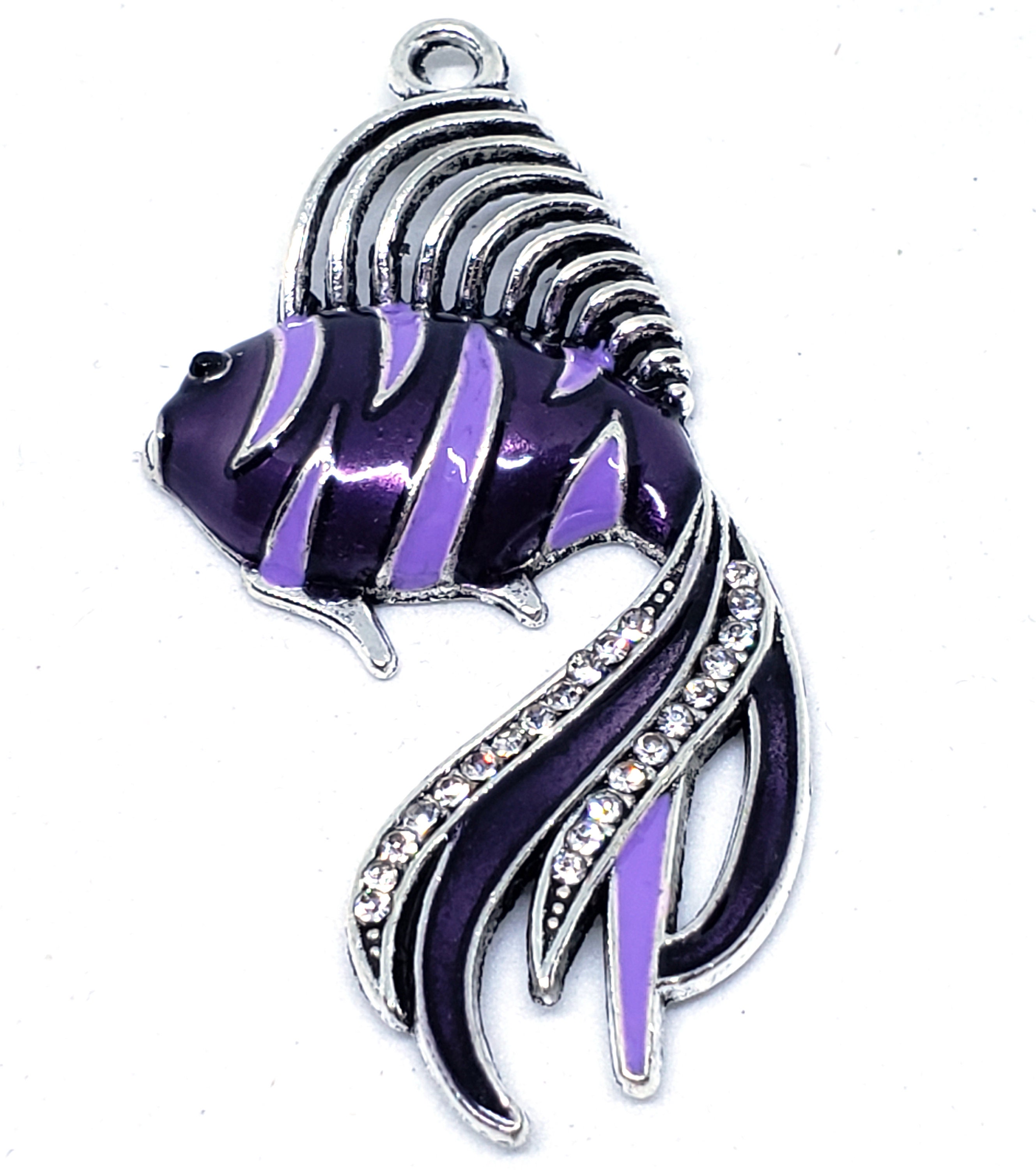Goldfish Necklace Charms, Antique Silver Tone Alloy Rhinestone Enamel ...