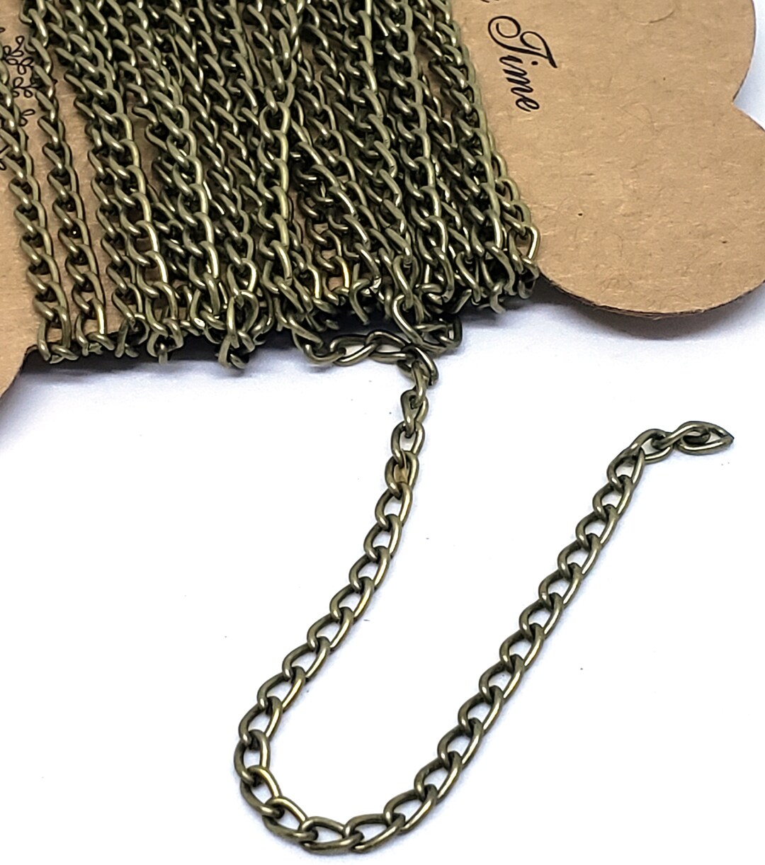 3 Meters Iron Twisted Chains Curb Chains, Antique Bronze, Unfinished ...