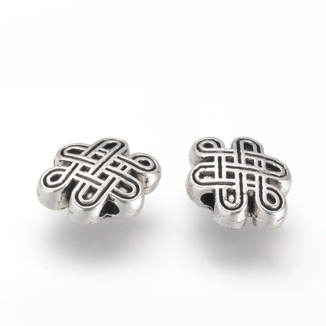 50 Pcs. Small Tibetan Knot Spacer Beads, Chinese Knot, Tibetan Style ...