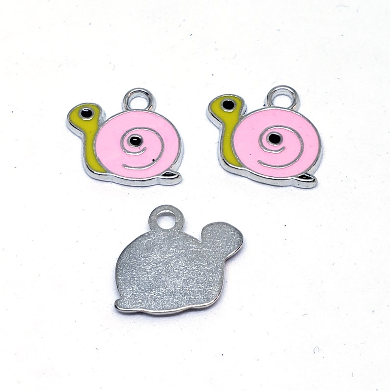 5pcs. Enamel Pendants Snail Pink - Etsy