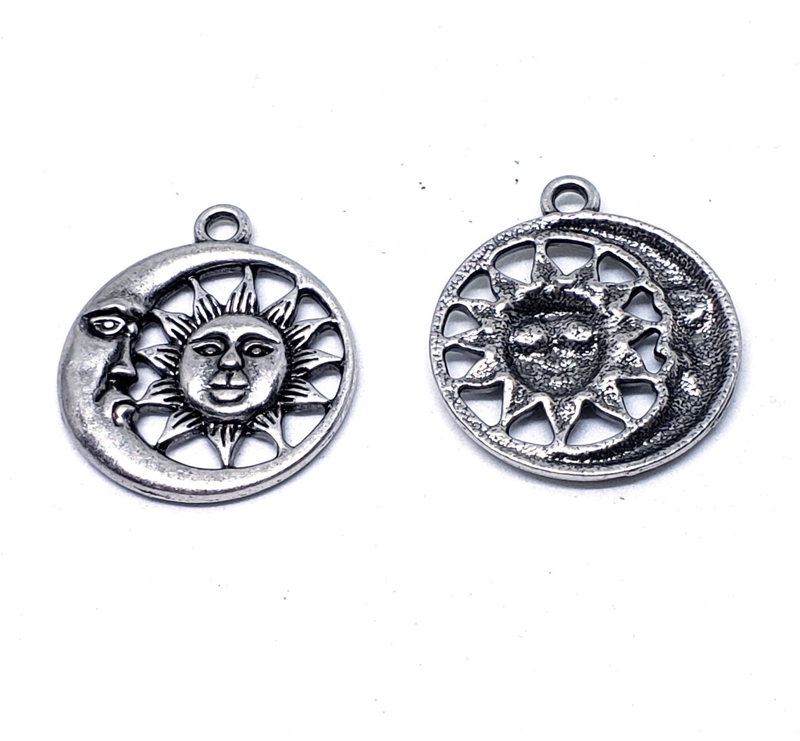 5Pcs. Sun & Moon Charm Thai Sterling Silver Plated Charm Sun | Etsy