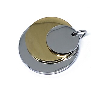 3 Size Blank Round Charms Stainless Steel 2 Silver Charms 1 Gold Tone ...