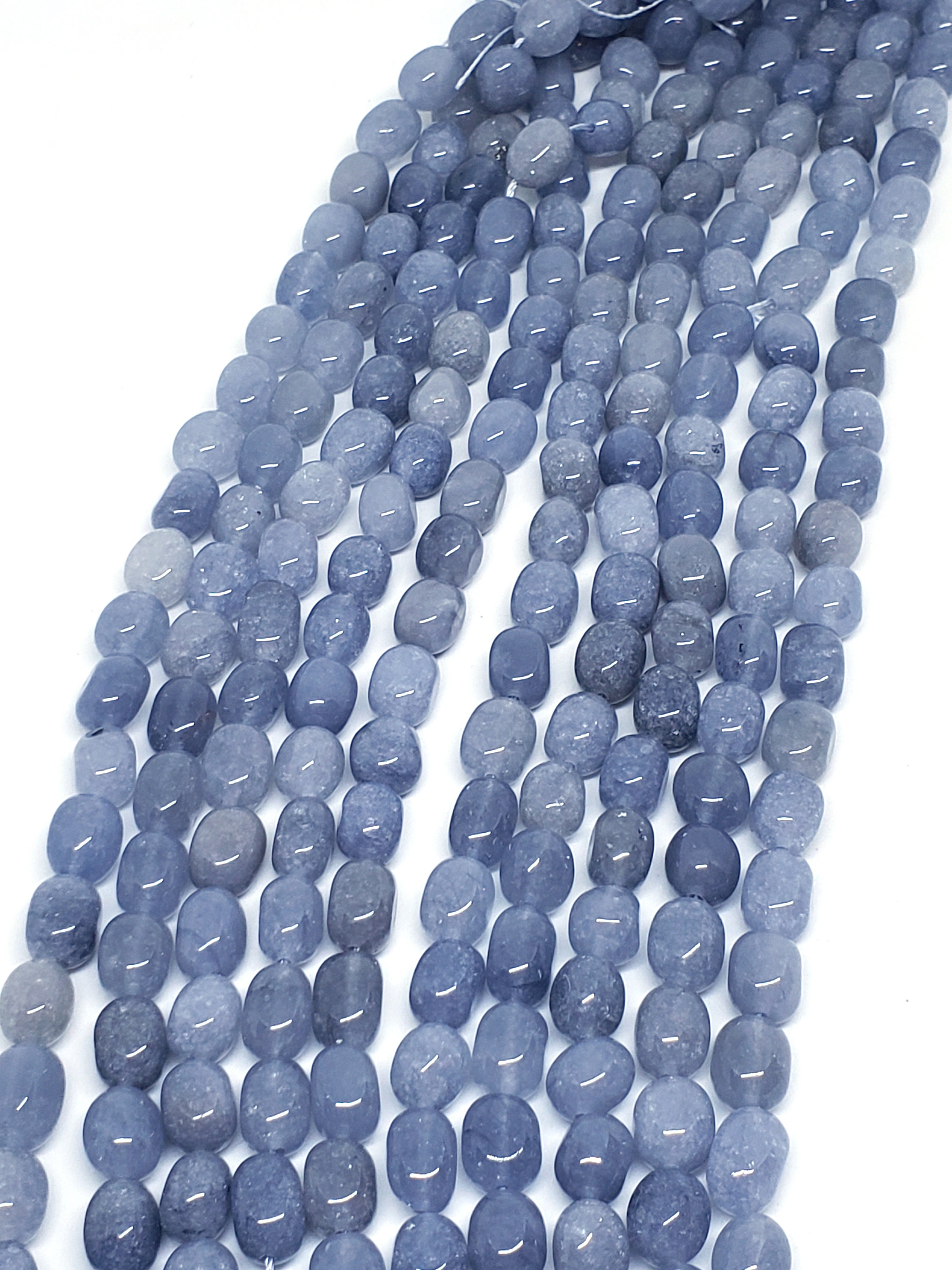 Raw Natural Stone Beads Strand Dyed Faceted Irregular Blue and Gray ...