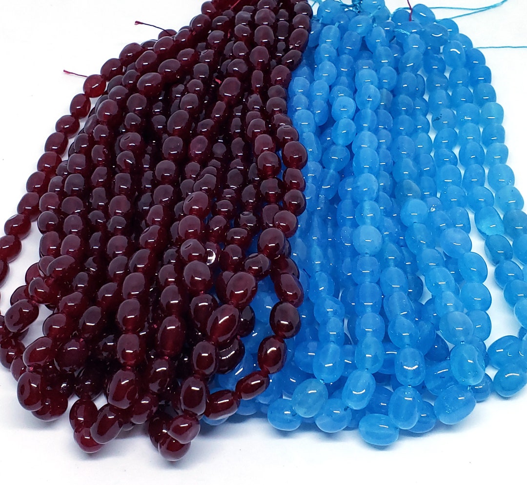 Raw Natural Stone Beads Strand Dyed Faceted Irregular Burgundy or Blue ...