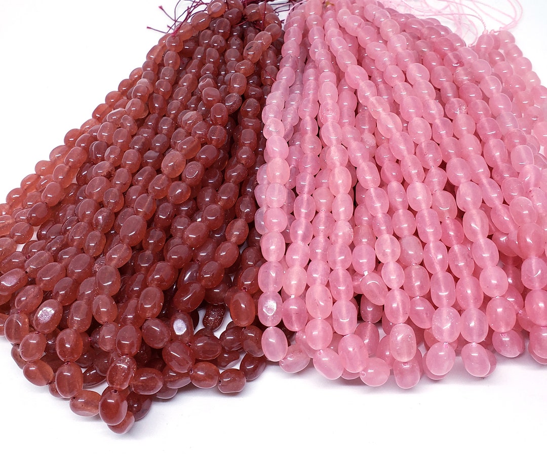 Raw Natural Stone Beads Strand Dyed Faceted Irregular Coral or Rose ...