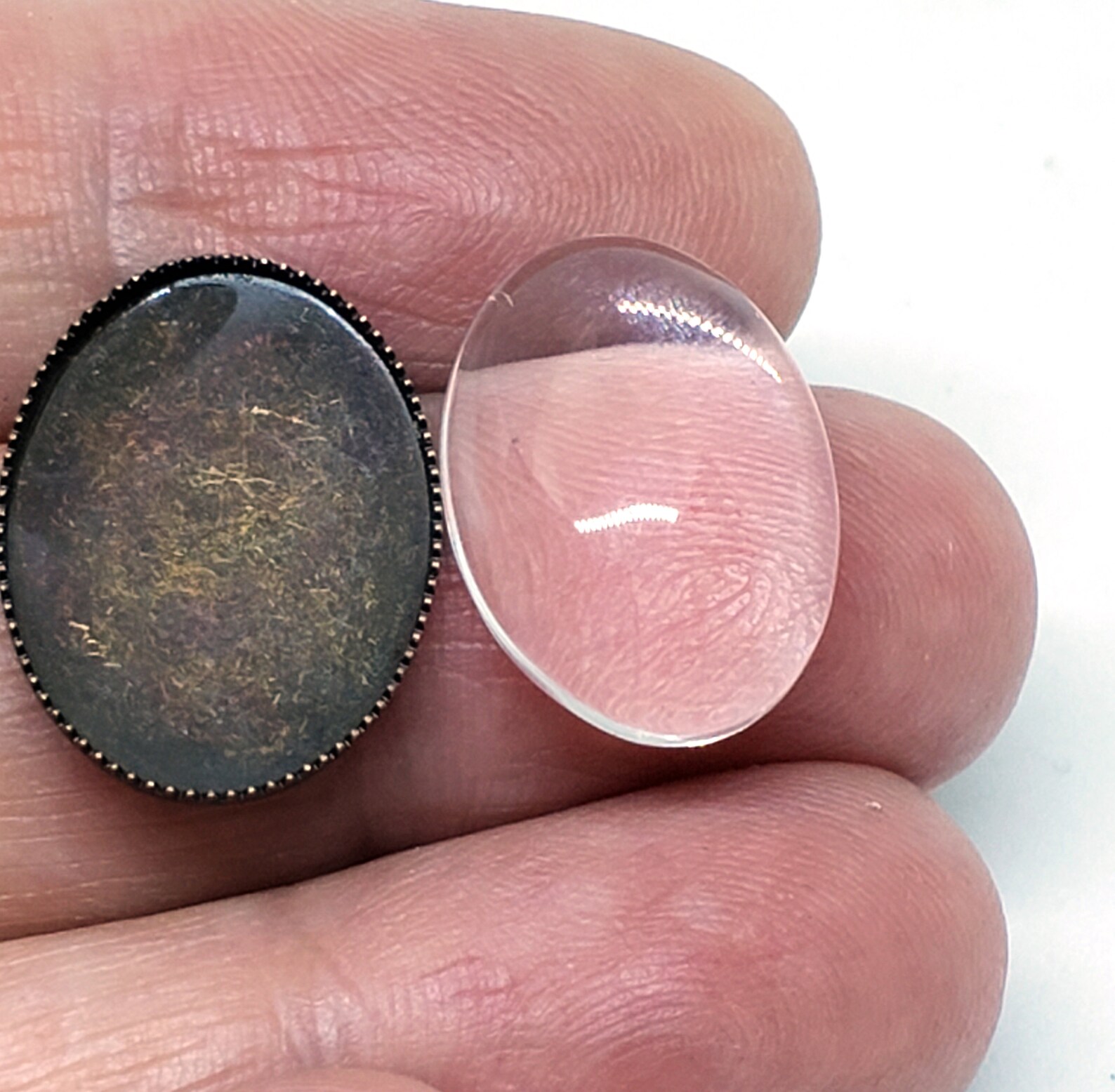 2 Sets Brass Cabochon Bezel Settings and Clear Glass - Etsy