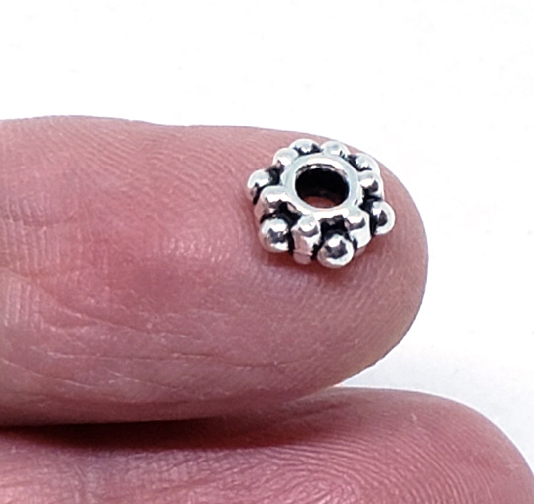 50pcs Flower Spacer Beads, Antique Silver Metal Beads. Bracelet Beads ...