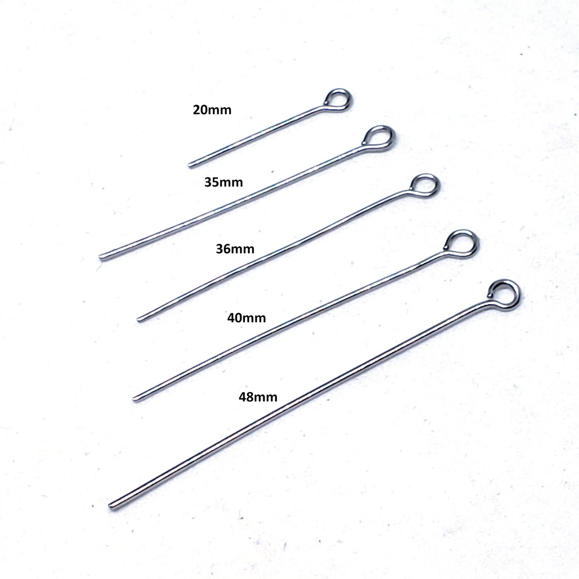 25 Pcs Stainless Steel Eye Pins, 20MM, 35MM, 36MM, 40MM and 48MM Eye ...