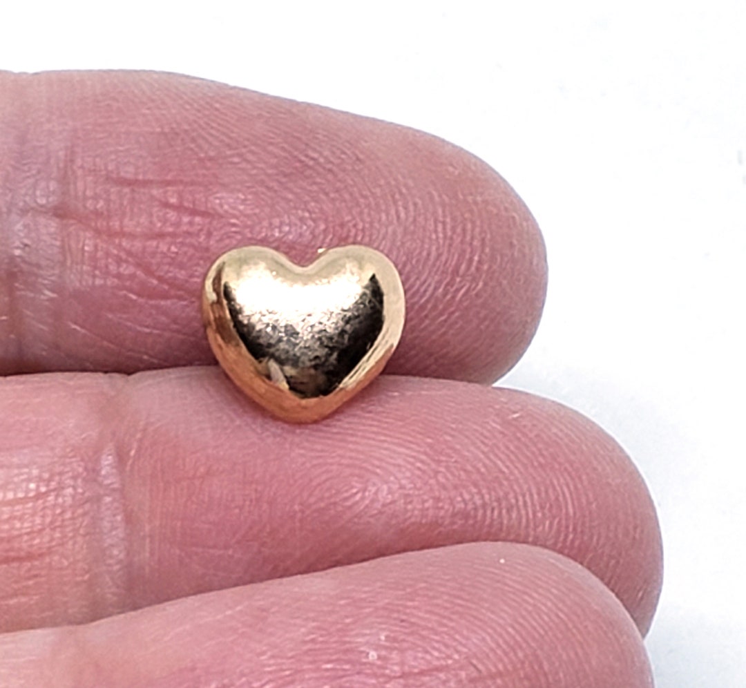 Small Gold Heart Pendant With Two Holes on the Back, Jewelry Making ...