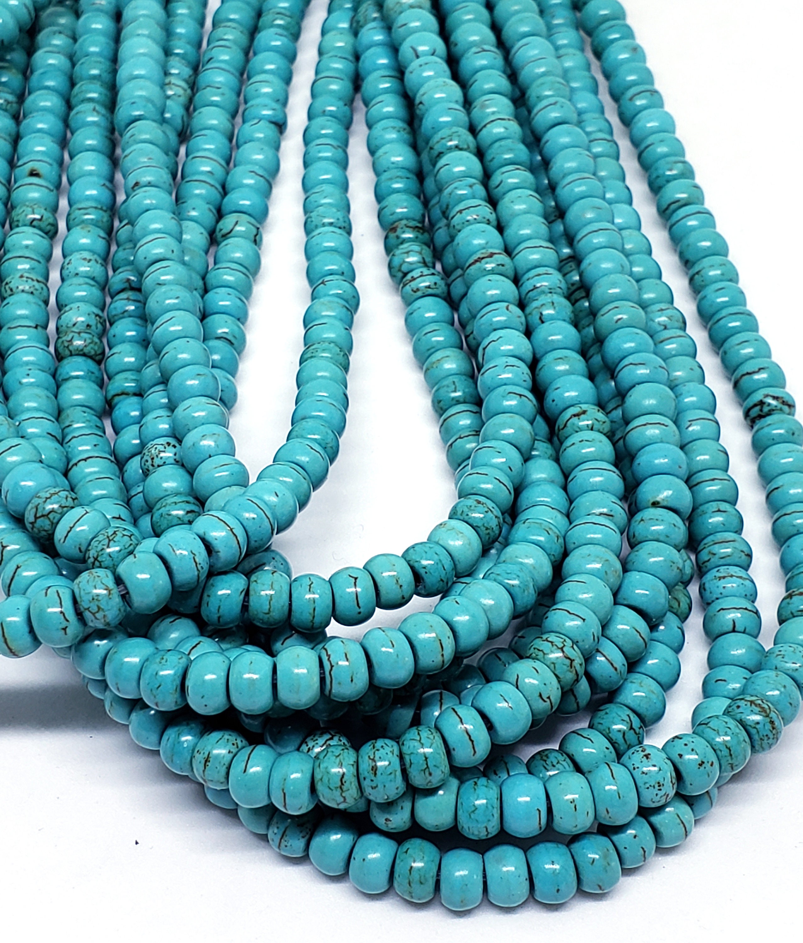 Turquoise Beads Turquoise Gemstone Turquoise Flat Round Bead Strands ...