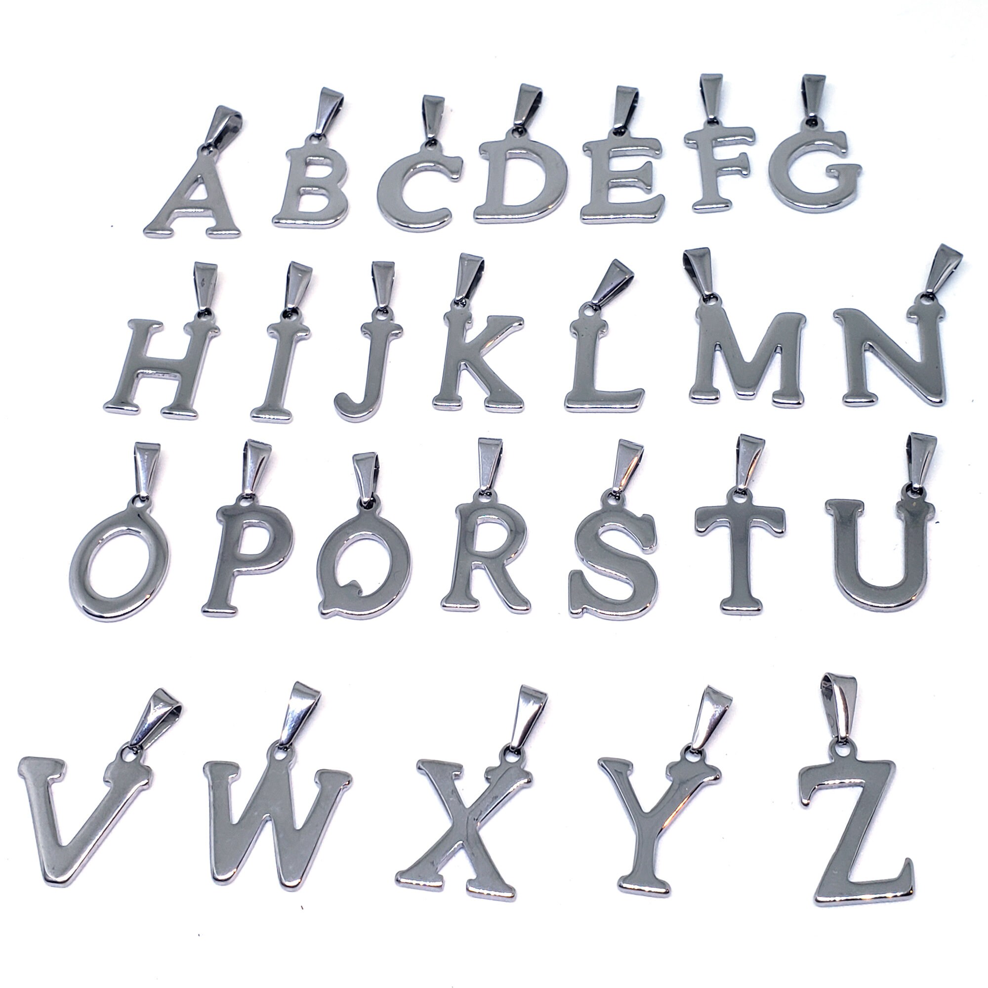 Alphabet Pendants Initial Letter Charms Stainless Steel | Etsy