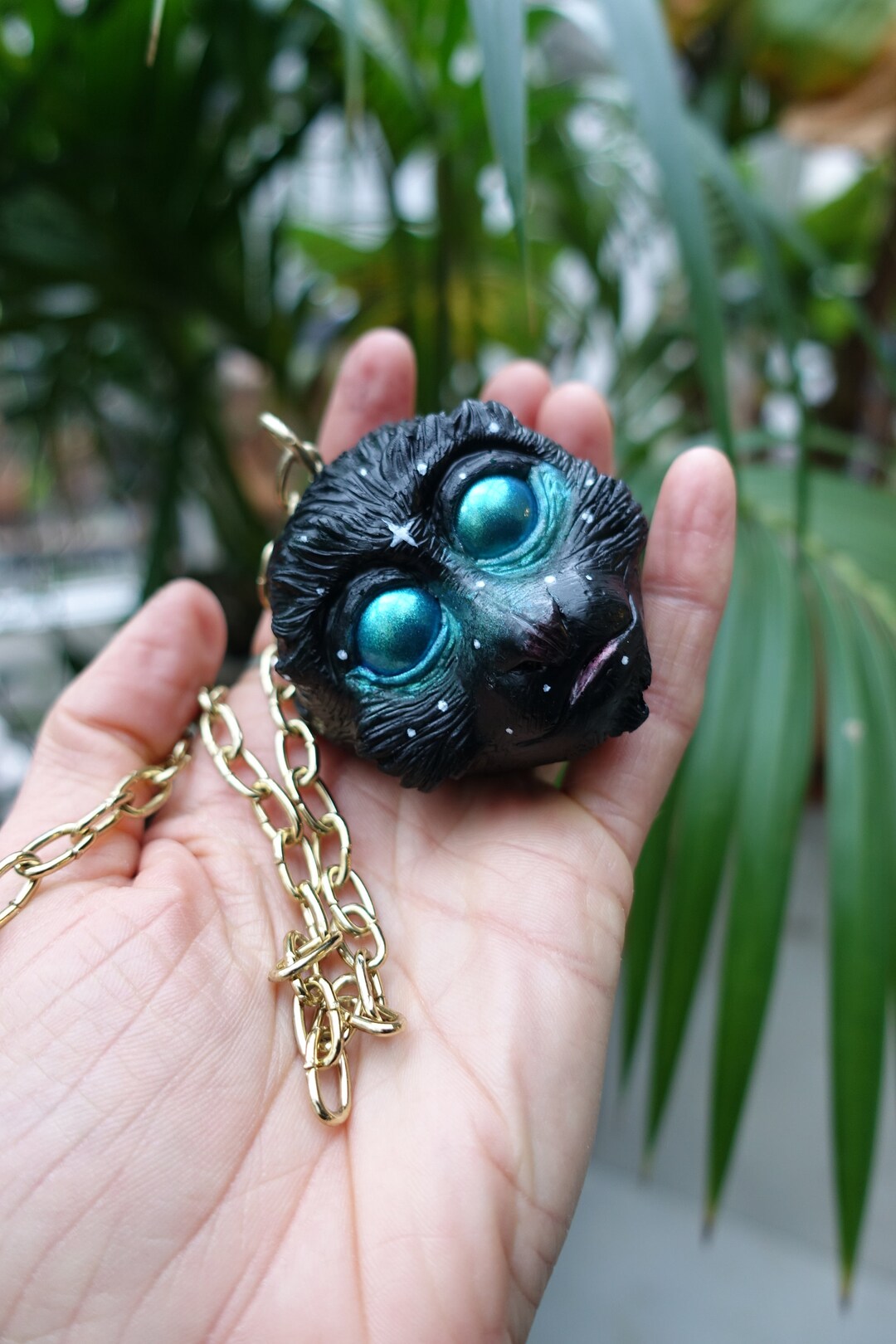 Handmade Mystical Black Star Monkey / Ape Sculpture Pendant With Galaxy ...