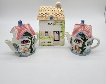 Porcelain Miniature Ceramic Houses - Set of 5 Mini Houses - Tiny Gift ...