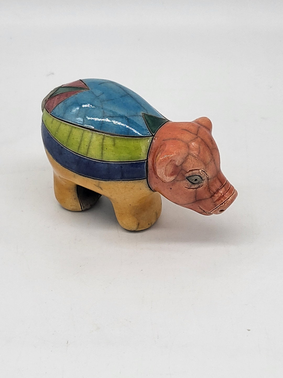 Colorful South African Ceramic Figurine Raku Pottery Pig Pig Sculpture ...