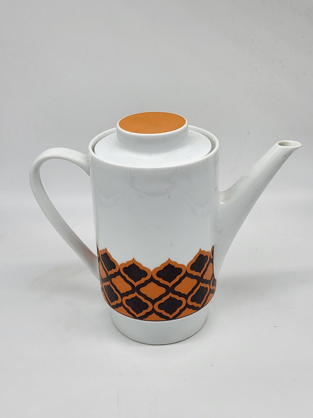Coffee Pot Vintage MELITTA Porcelain Orange and Chocolate Pattern ...