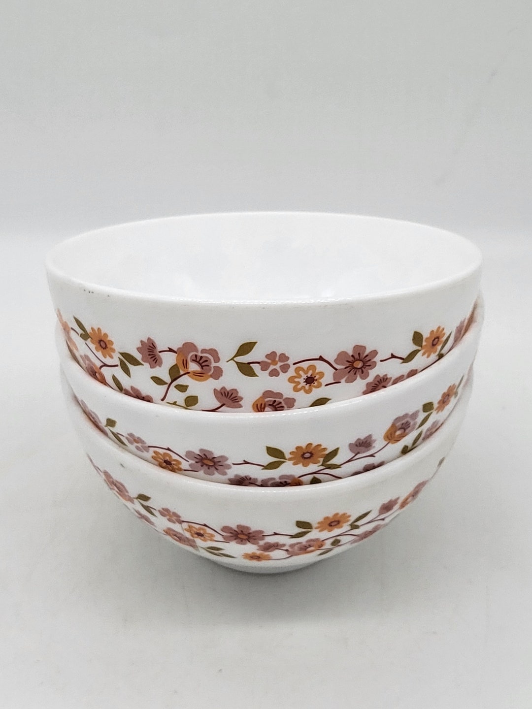 Lot 3 Vintage Arcopal Bowls Scania Orange Flowers - Etsy