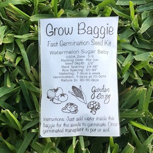 Grow Baggie - Ready to Go Fast Germination Seed Kit - Includes Organic ...