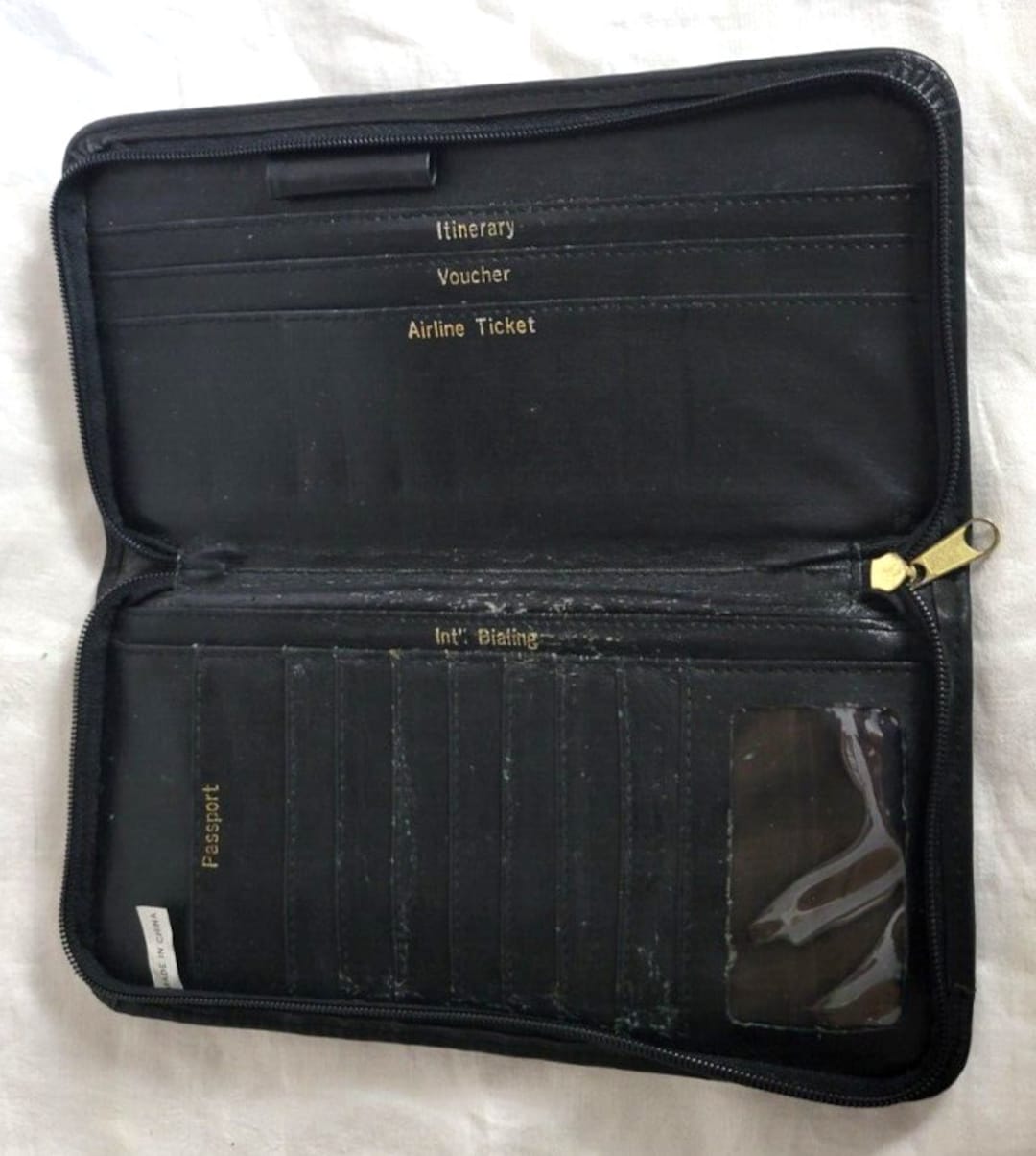 Vintage Full Grain Cowhide Leather Passport Boarding Pass Travel ...