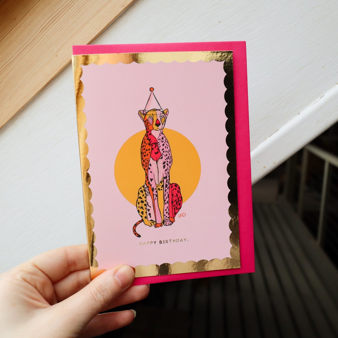 Party Leopard Birthday Card - Etsy