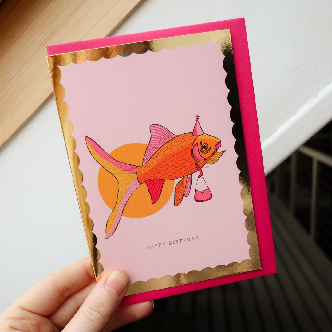 Party Goldfish Birthday Card - Etsy