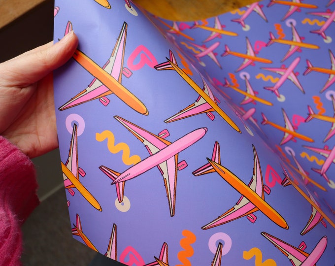 Purple Planes Wrapping Paper - Etsy