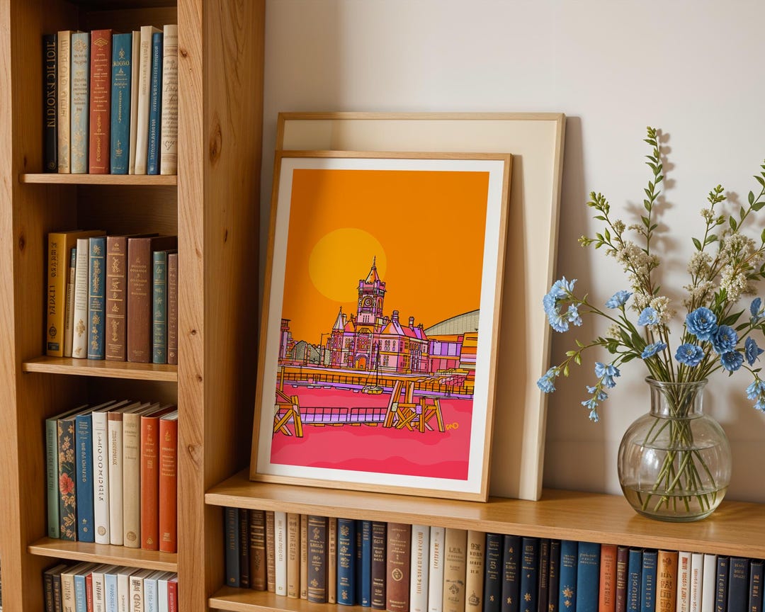 Cardiff Pierhead Building Art Print, Colorful Wales Travel Poster - Etsy