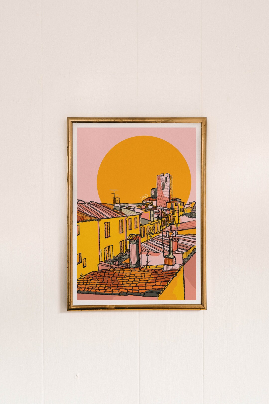 Antibes Art Print | South of France Art | Grimaldi Tower Drawing ...