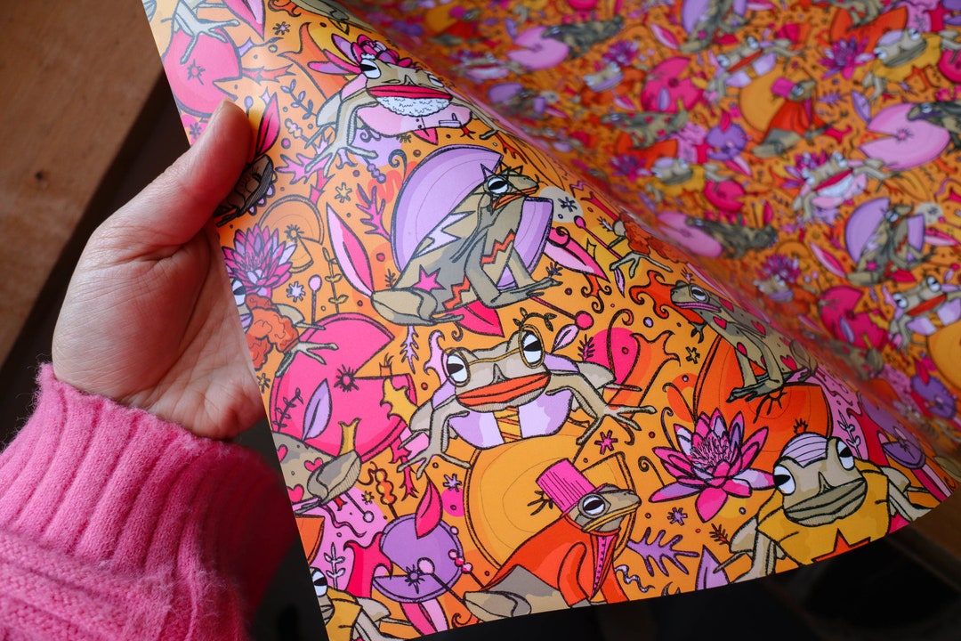 Frog Pond Wrapping Paper, Yellow Gift Wrap - Etsy