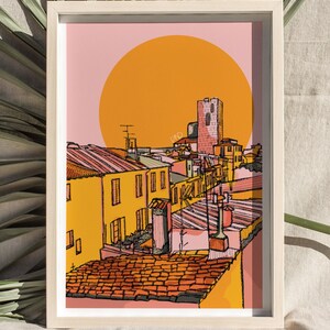 Antibes Art Print | South of France Art | Grimaldi Tower Drawing ...