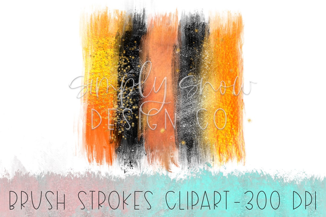 Halloween Orange Glitter Brush Strokes Clipart, Sublimation Graphics ...