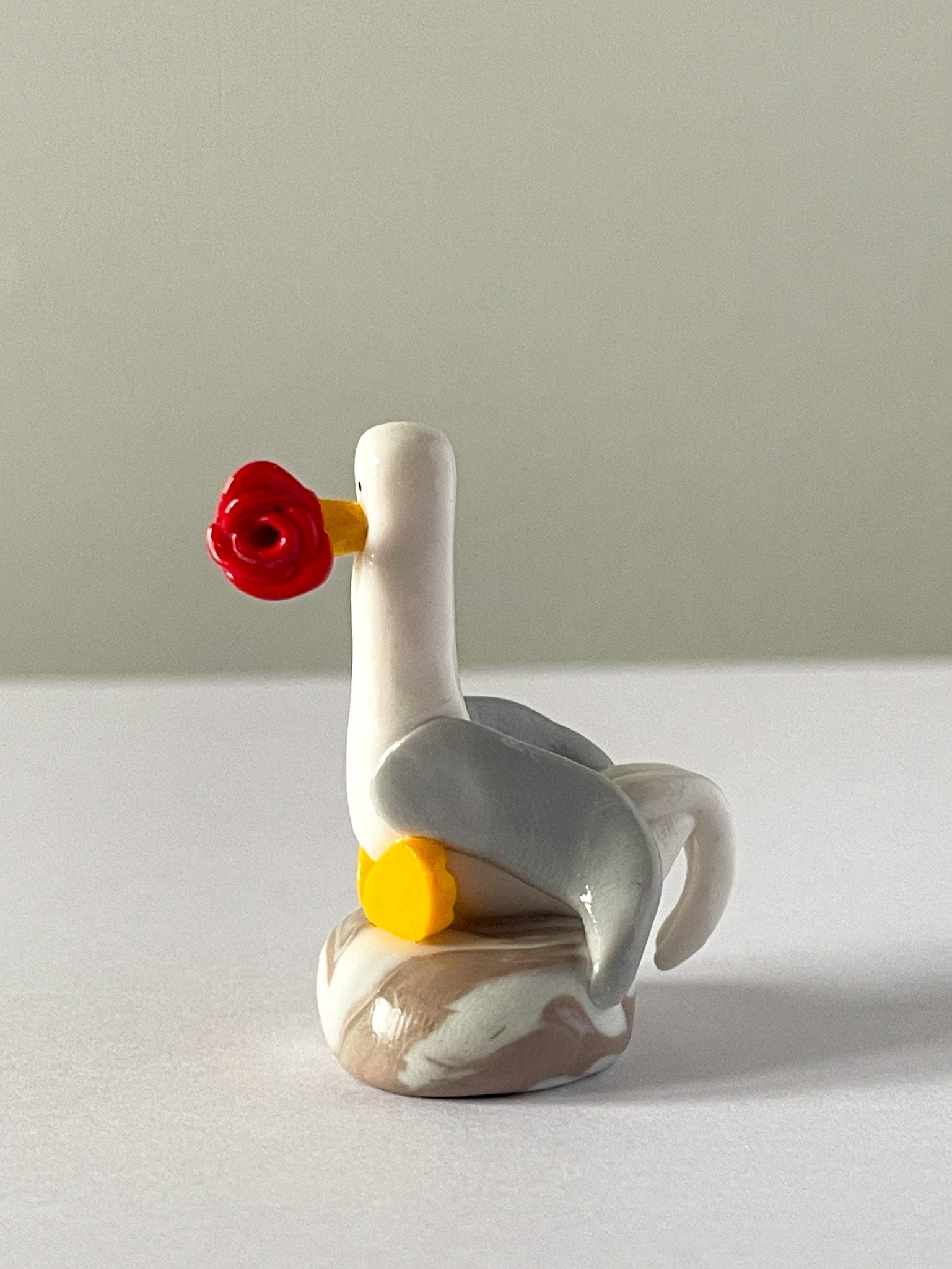 Handmade Clay Seagull With a Red Rose in Its Beak Gift for - Etsy