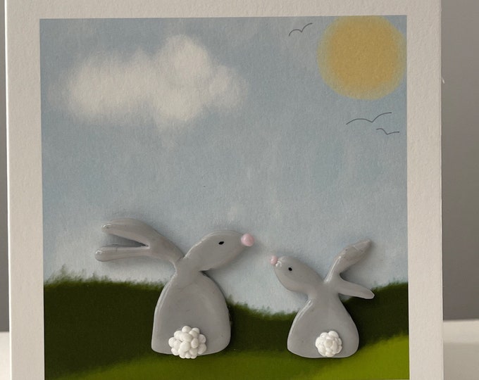 Handmade Polymer Clay Coquette Bunny Rabbit Desk Friend Sculpture Art ...