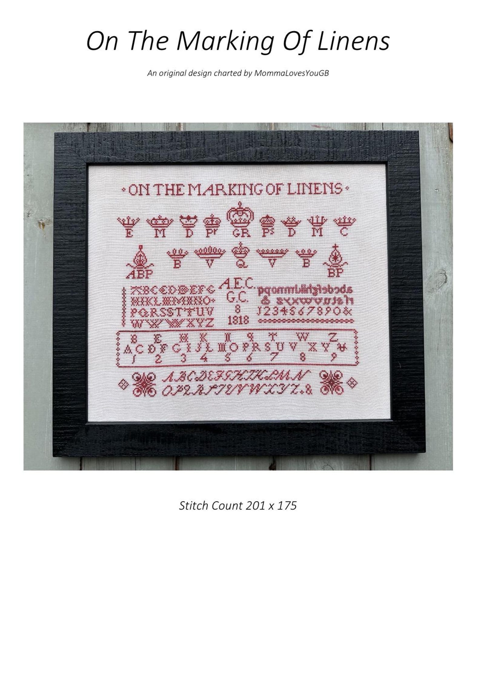 On the Marking of Linens - an Original Sampler PDF Chart - Etsy