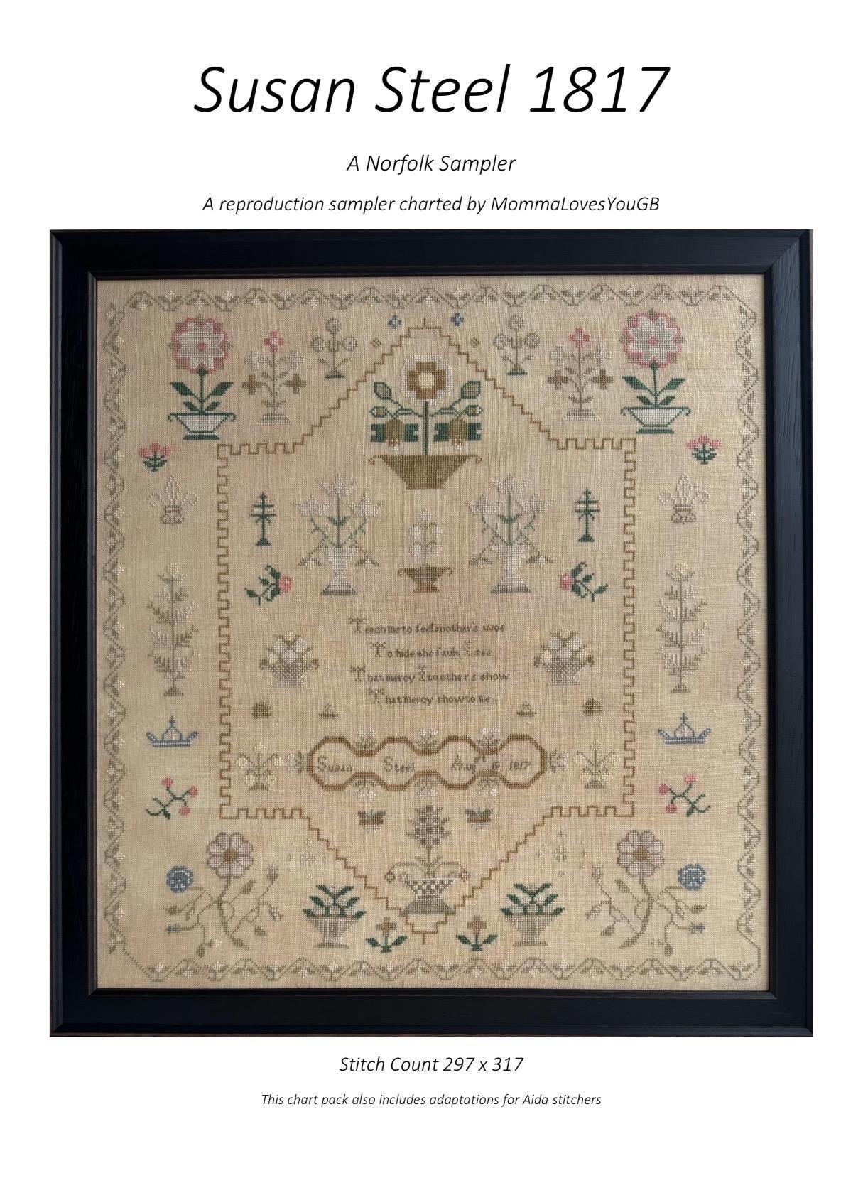 Susan Steel 1817 - a Reproduction Norfolk Sampler PDF Chart - Etsy