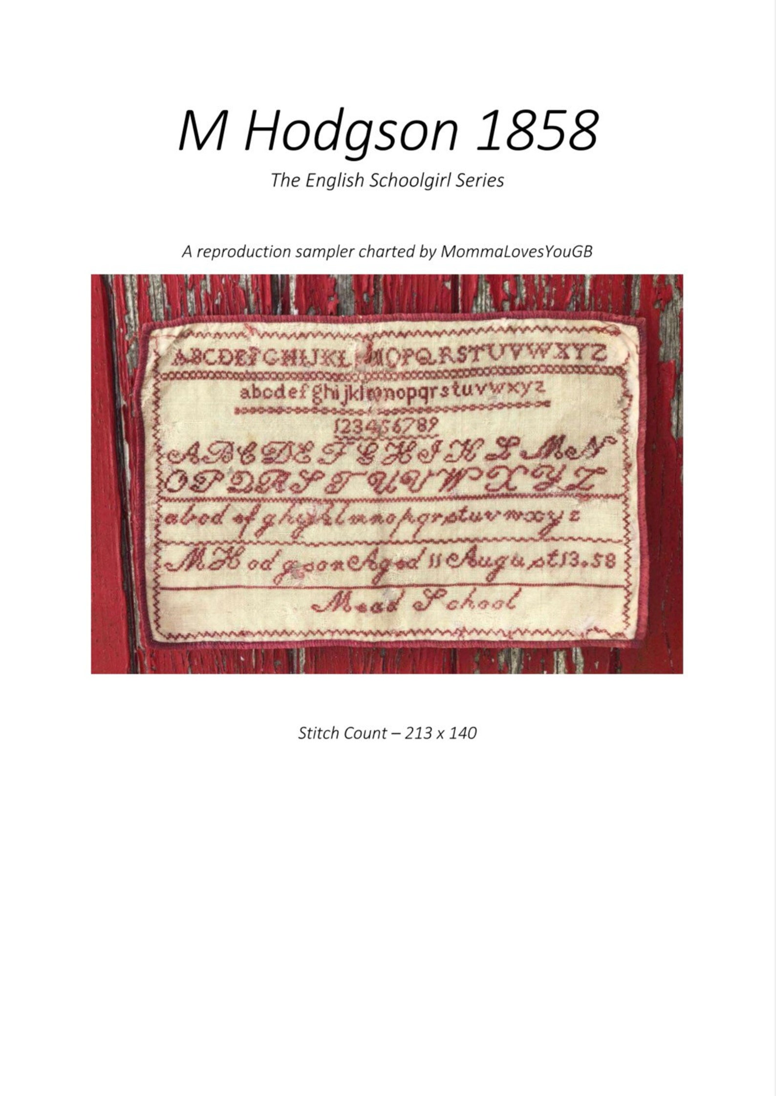 The English Schoolgirl Series - a Reproduction Sampler Chart PDF - Etsy