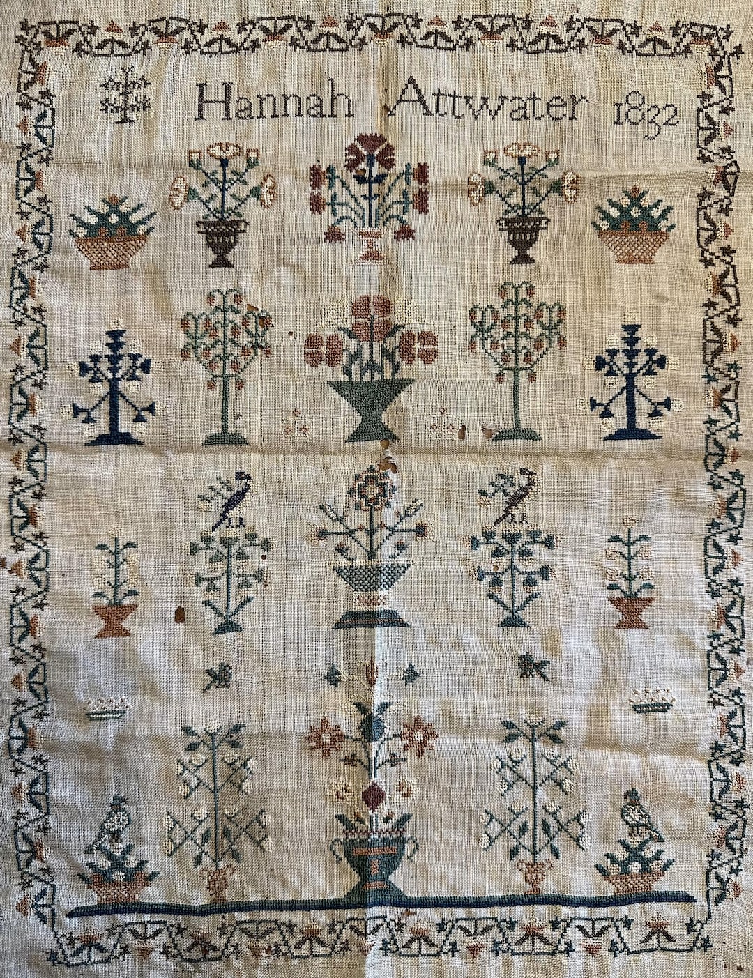 Hannah Attwater 1832- a Reproduction Sampler PDF Chart - Etsy