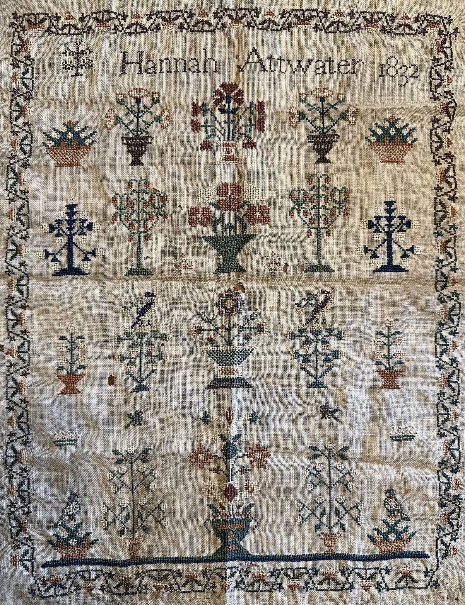 Hannah Attwater 1832- a Reproduction Sampler PDF Chart - Etsy