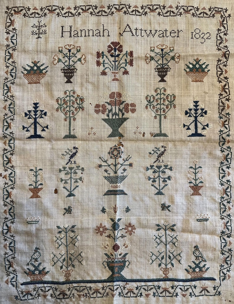 Hannah Attwater 1832- a Reproduction Sampler PDF Chart - Etsy