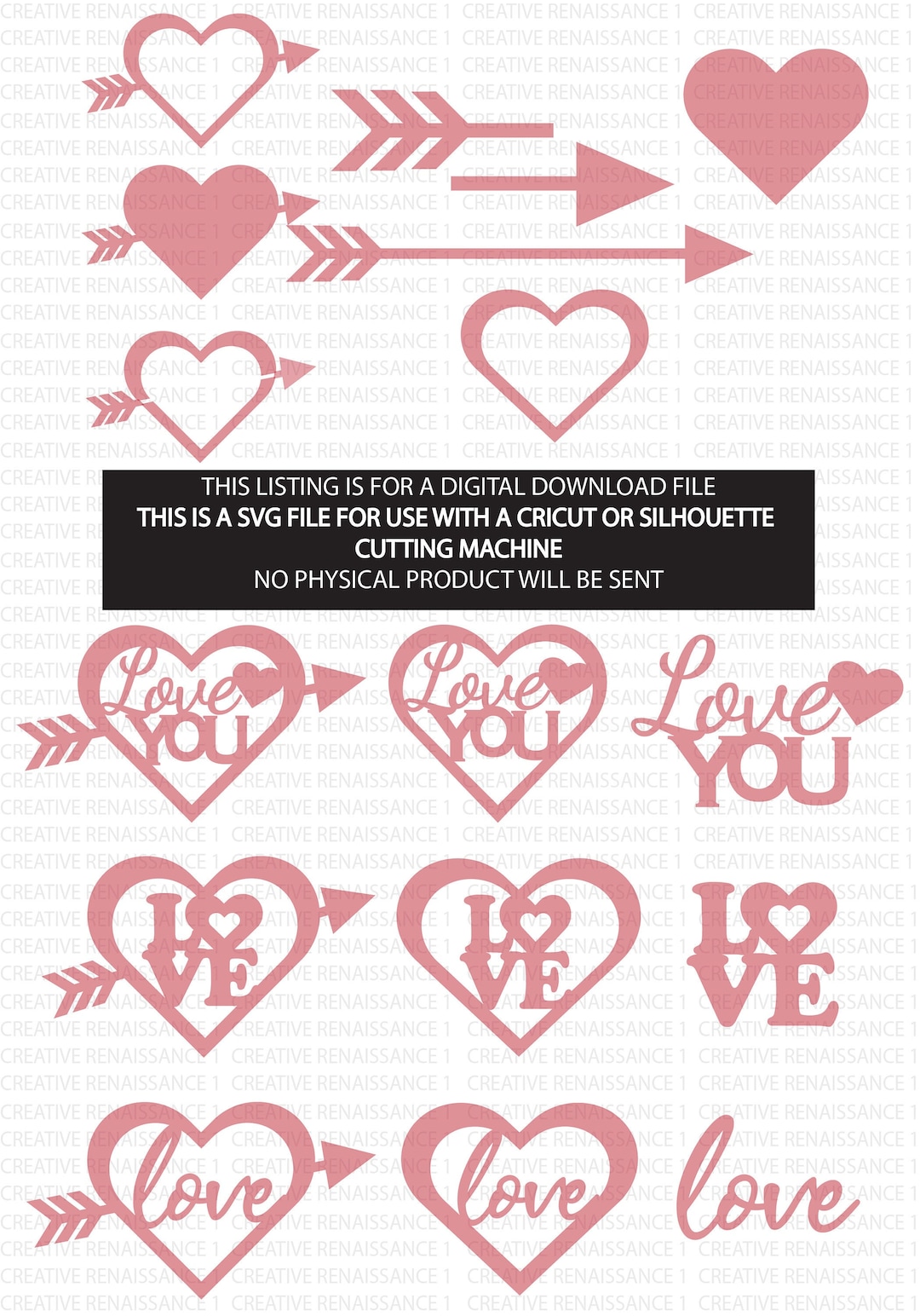 Valentine Heart Svg File / I Love You Stickers / Silhouette SVG File ...