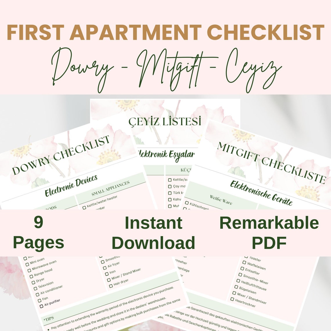 First Apartment Checklist New Home Essentials Room by Room Remarkable ...
